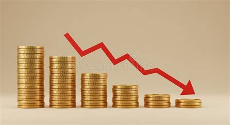 Coin Decrease With Red Arrow Showing Loss Stock Illustration Illustration Of Simple Trend