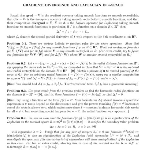 Solved Gradient Divergence And Laplacian In N Space Recall