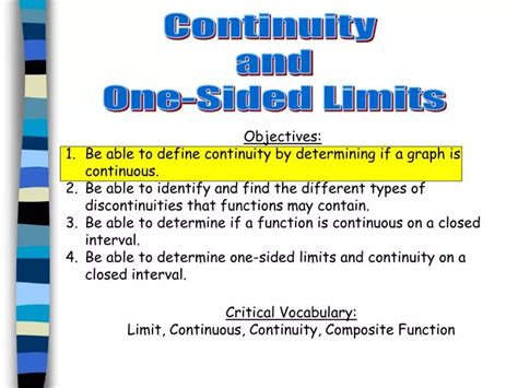 Ppt Objectives Be Able To Define Continuity By Determining If A