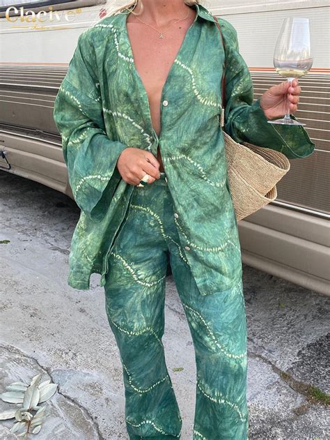 Badu Bg Модна риза с дълъг ръкав Clacive Комплекти от 2 части Дамско облекло Елегантен широк