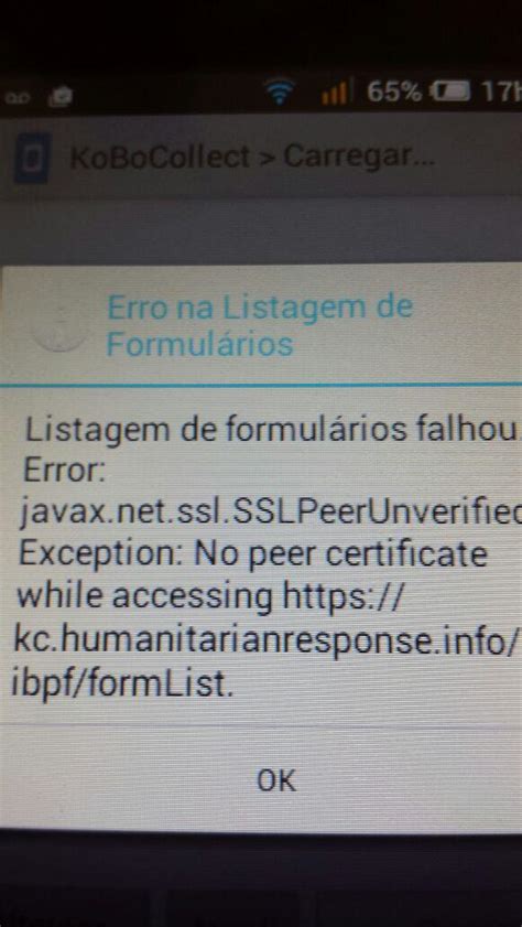 while submiting error generic exception no peer certificate data collection kobotoolbox
