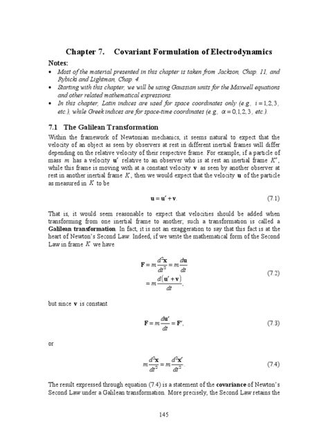 Chapter 7 Covariant Formulation Of Electrodynamics Notes Download