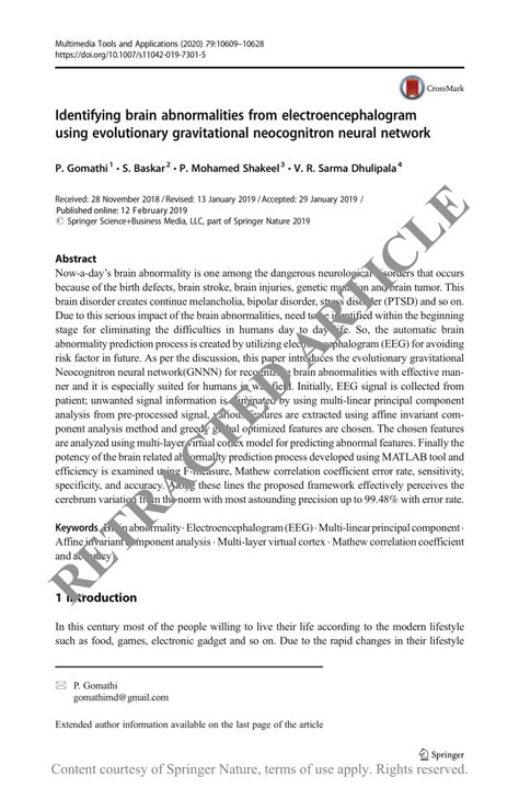 Identifying Brain Abnormalities From Electroencephalogram Using Evolutionary Gravitational