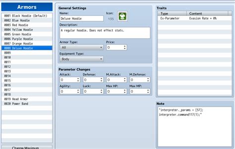 MV How To Add Common Event To Armor RPG Maker Forums