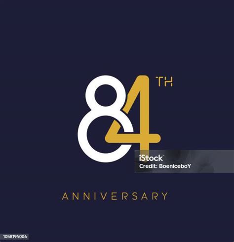 간단한 모노 그램 색상 번호 84 주년 기념 Logooverlapping입니다 인사말 카드 및 초대장 카드를 위한 디자인 벡터 공휴일에 대한 스톡 벡터 아트 및 기타 이미지
