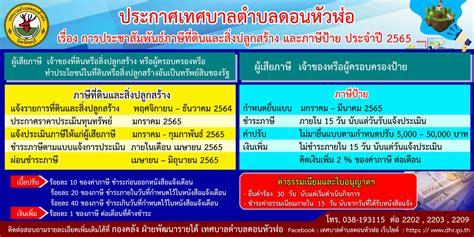 ประกาศเทศบาลตำบลดอนหัวฬ่อ เรื่อง การประชาสัมพันธ์ภาษีที่ดินและสิ่งปลูกสร้าง และภาษีป้าย ประจำปี 2565
