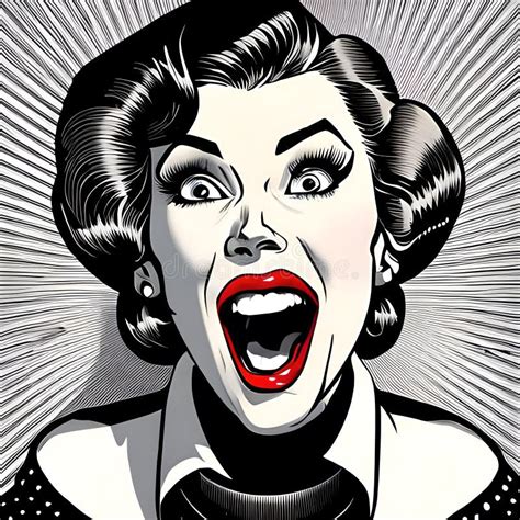 Surprised Woman Pop Art Retro Comic Book Style Stock Illustration