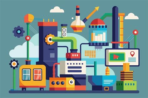 A Vibrant Factory Showcases A Customizable Manufacturing Process With Diverse Machinery Actively