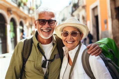 Premium Ai Image Senior Couple Travelling Together Cheerful Elderly