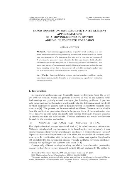 Pdf Error Bounds On Semi Discrete Finite Element Approximation Of A