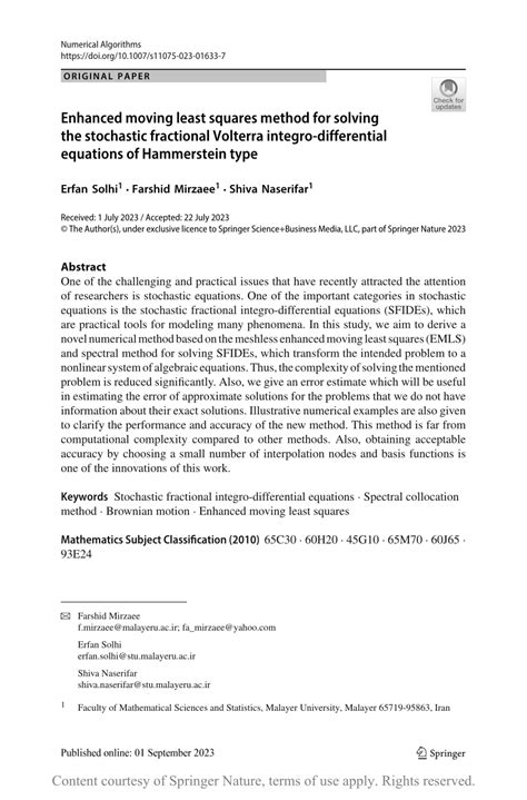 Enhanced Moving Least Squares Method For Solving The Stochastic Fractional Volterra Integro