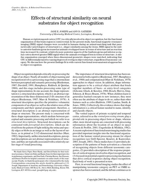Pdf Effects Of Structural Similarity On Neural Substrates For Object Recognition