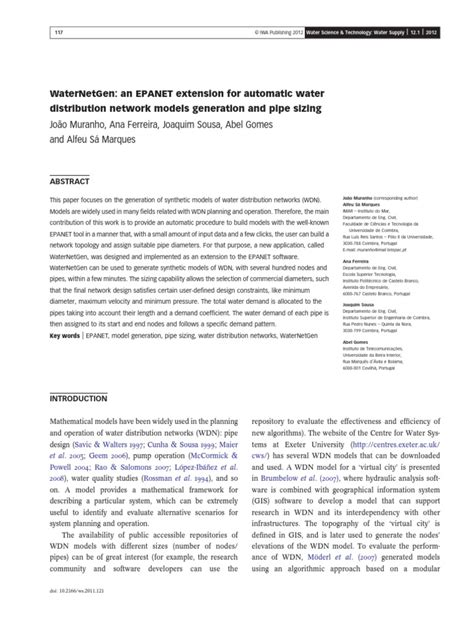 Waternetgen An Epanet Extension For Auto Pdf Cluster Analysis Pipe Fluid Conveyance
