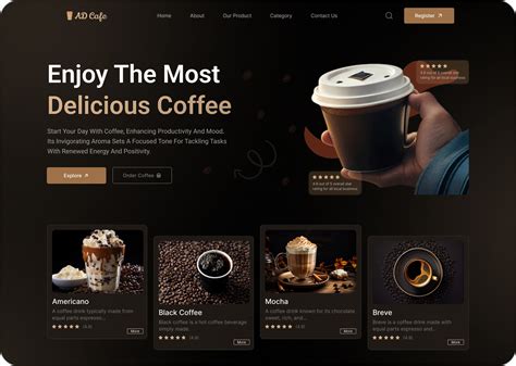 coffee shop website landing page ui ux behance