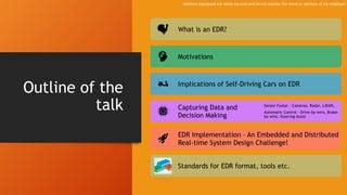 Event Data Recorder EDR For Self Driving Vehicles PDF