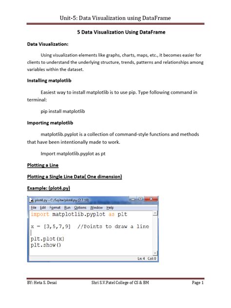 Unit 5 Data Visualization Using Dataframe Pdf