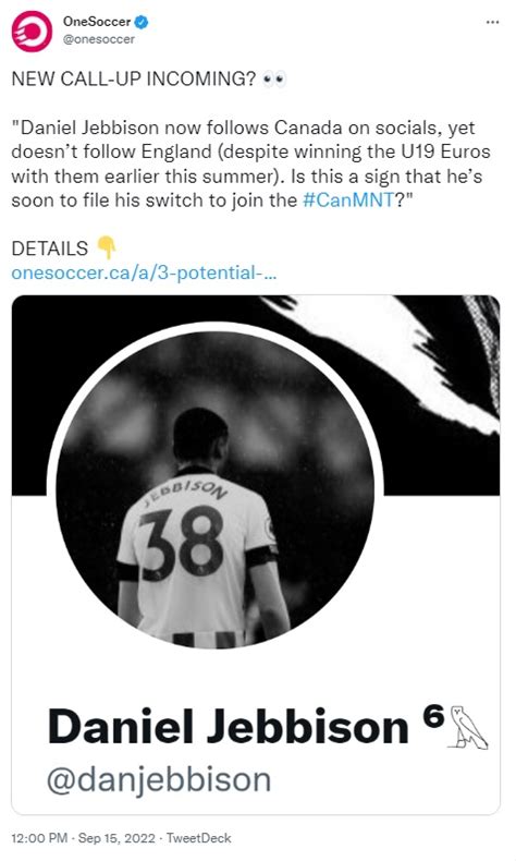 Daniel Jebbison Now Follows Canada On Social Media Yet Doesnt Follow England Despite Winning