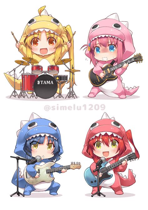 Gotoh Hitori Kita Ikuyo Ijichi Nijika And Yamada Ryo Bocchi The Rock Drawn By Simelu