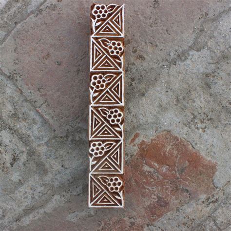 Floral Border Stamp Hand Carved Block Print Stamp Geometric Block Print Stamp Carve Textile