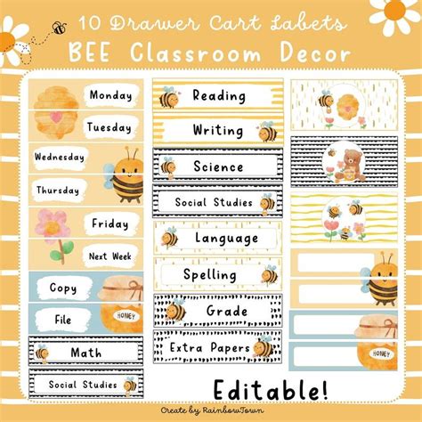 Honey Bee Classroom Decor Bundle Printable Collection Etsy Bee