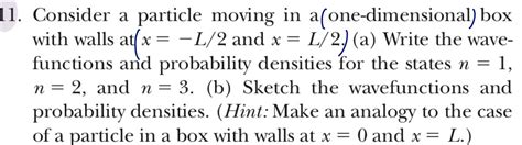 Solved Consider A Particle Moving In Aone Dimensional ﻿box