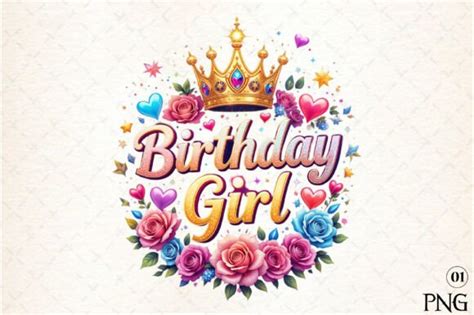 Birthday Girl Png Floral Birthday Png Graphic By Dreamartgraphic