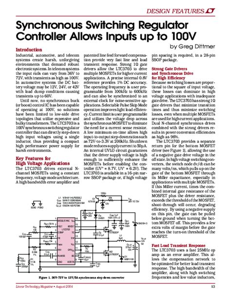 Pdf Design Features Synchronous Switching Regulator Controller Allows