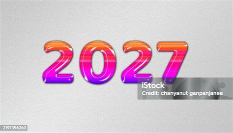 2027 텍스트 흰색 배경에 다채로운 색상 번호 2027 2027년 새해 복 많이 받으세요 텍스트 타이 포 그래피 3d 번호 추상 화이트 질감입니다 전단지 배너 인사말 카드