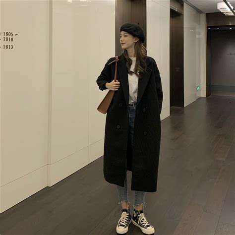 에이듀 겨울 따뜻한 데일리 더블 롱 코트 가성비 좋은 여자 옷 쇼핑몰 오피스룩 코디