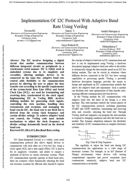 Implementation Of I2c Protocol With Adaptive Baud Rate Using Verilog
