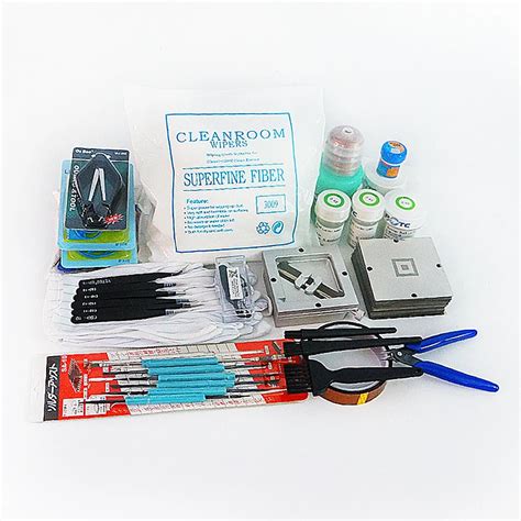 Bga 리볼링 키트 90mm 실버 지그 341pcs 스텐실 솔더 볼 정전기 방지 브러시 디솔더 리무버 벨트 진공 펜 Ic 칩