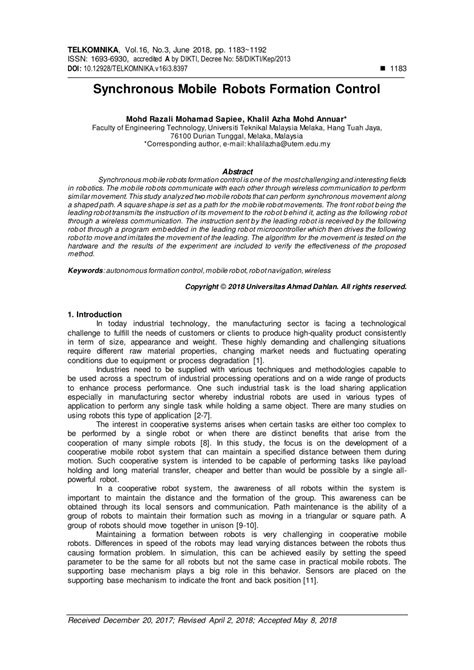 Pdf Synchronous Mobile Robots Formation Control