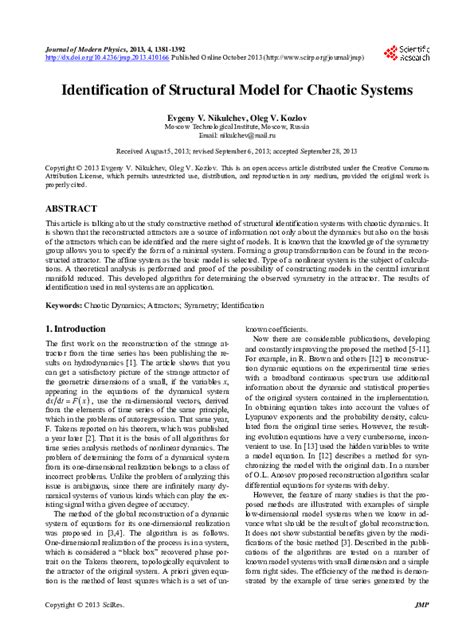 Pdf Identification Of Structural Model For Chaotic Systems