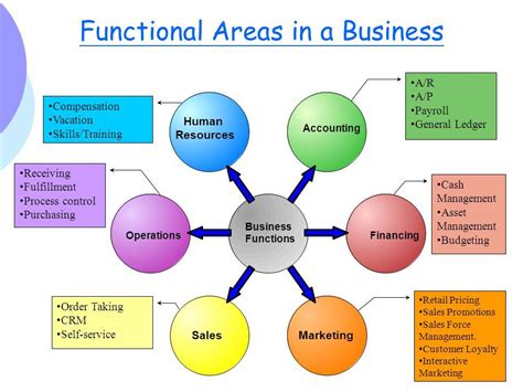 Functional Areas Of Business Diagram