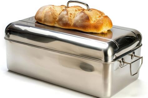 Stainless Steel Bread Box Isolated On White Background Premium Ai