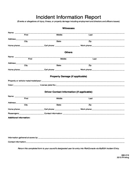 Sample Incident Report Form Free Download
