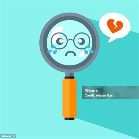 귀여운 돋보기 벡터 아이콘 일러스트레이션 돋보기 흰색 고립에서 미소 얼굴로 항목을 검색합니다 웹 랜딩 페이지 배너 전단지 배경에 적합한 플랫 만화 스타일 0명에 대한 스톡