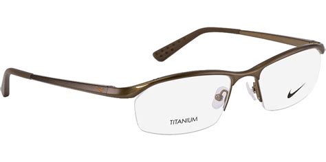 Nike Optical Semi Rimless Rectangular Satin Brown Titanium Eyeglass Fr