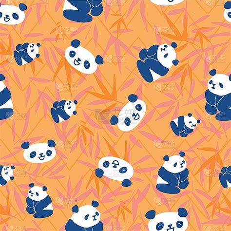 熊猫竹无缝图案