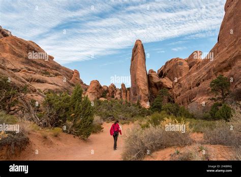 Hiking The Arches National Park USA Stock Photo Alamy