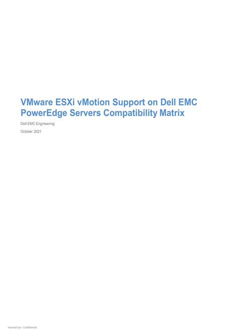 戴尔EMC PowerEdge服务器上的VMware ESXi vMotion支持兼容性矩阵 VM技术库