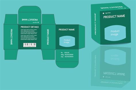 화장품 상자 디자인 포장 디자인 컨테이너 상자 템플릿 및 모형 상자 사각형 상자 디자인 프리미엄 벡터