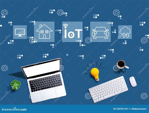 IoT Theme With Computers With A Light Bulb Stock Illustration Illustration Of Security