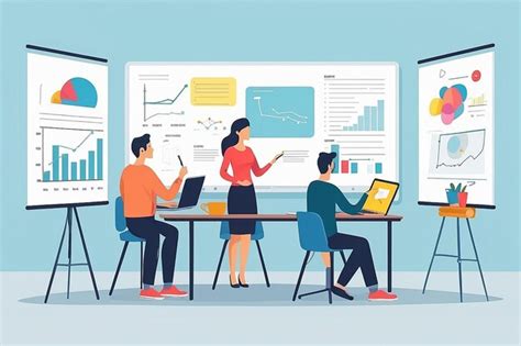 Premium Photo Digital Brainstorming Hub Flat Vector Illustration Of Interactive Whiteboard