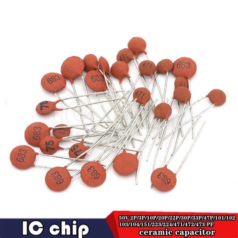 100pcs 50v 2p 3p 10p 20p 22p 30p 33p 47p 101 102 103 104 151 223 224 471 472 473 Pf Ceramic