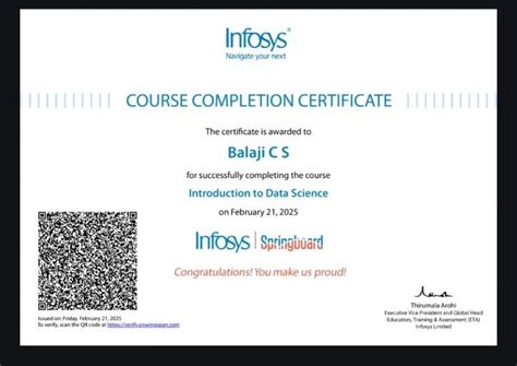 Datascience Machinelearning Ai Continuouslearning Infosysspringboard Balaji Cs