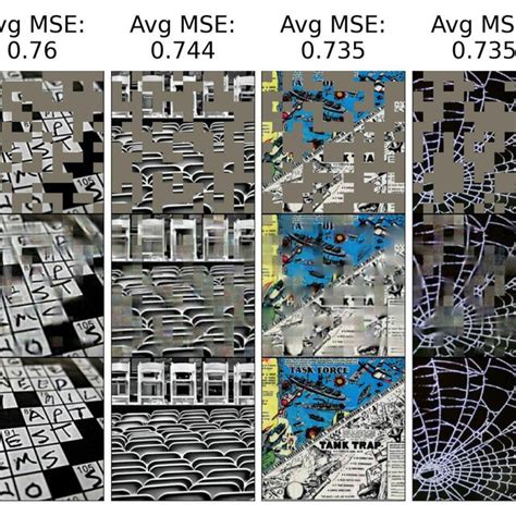 reconstruction examples of images with the worst mse from the in1k