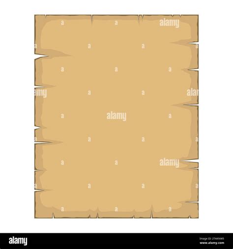 Parchment Blank Old Papyrus Paper Cartoon Isolated On White Background Blank Retro Papyrus