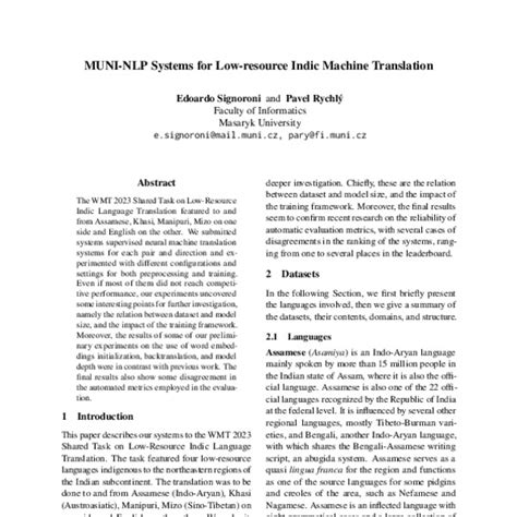 Muni Nlp Systems For Low Resource Indic Machine Translation Acl Anthology