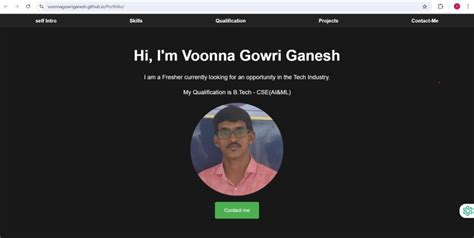 Voonna Gowri Ganesh On Linkedin Portfolio Webdevelopment Githubpages Ai Machinelearning